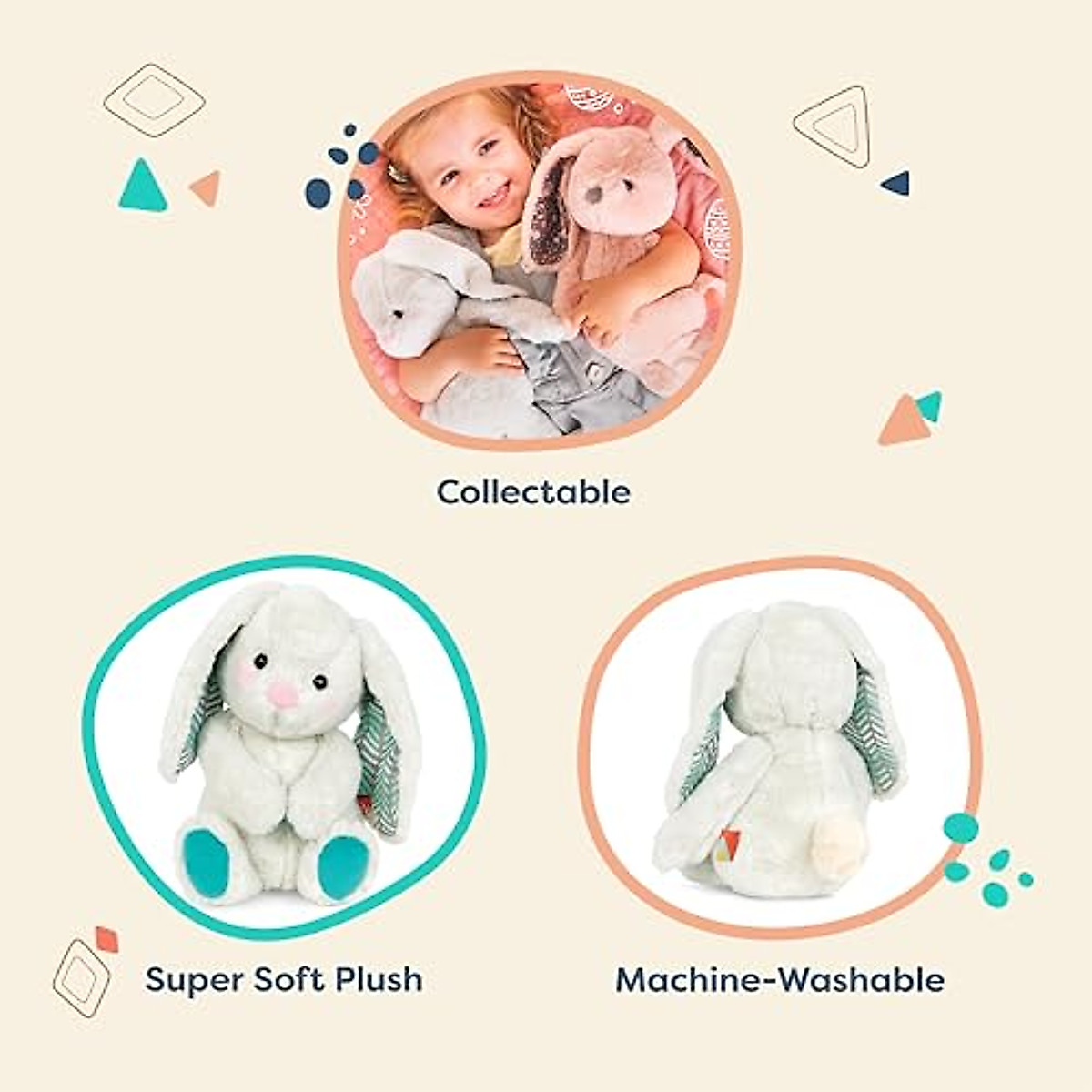 B. toys- B. softies- 12" Plush Bunny– Soft & Cuddly Plush Bunny – Huggable Stuffed Animal Rabbit Toy – Washable- Happy Hues- Peppy Mint Bunny- 0 Months +