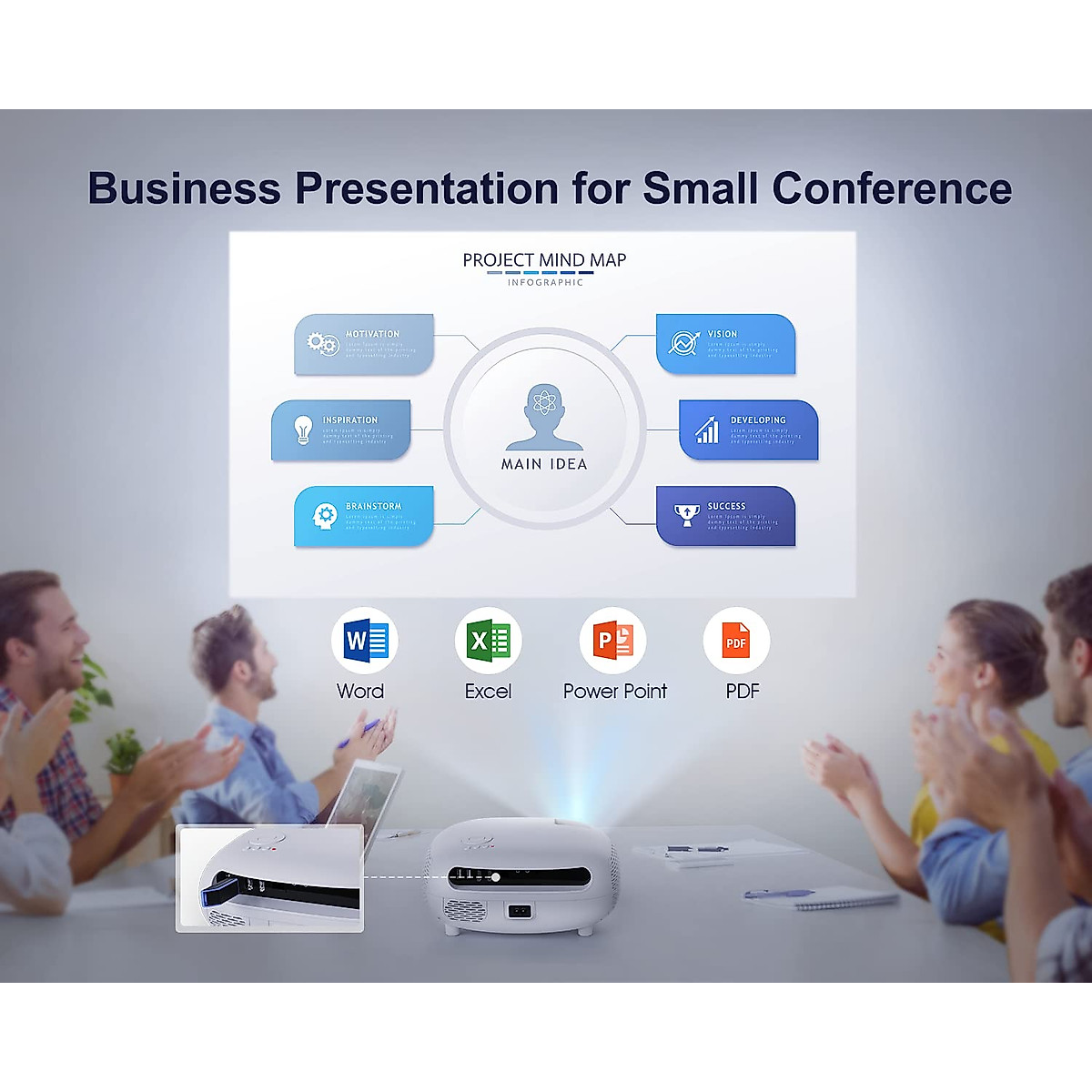 4K Projector with WiFi and Bluetooth 5.2, WiMiUS Newest P60 480 ANSI Lumens Portable Projector Dust Proof Supports 4P/4D Keystone, 50% Zoom, PPT, 200000H LED for Smartphone, Laptop, PS5, TV Stick