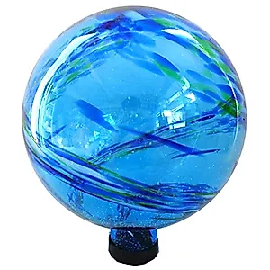 Gardener Select (16BFG04 Glow in The Dark Glass Gazing Globe - Decorative Glass Gazing Globe/Ball/Sphere Lawn Ornament for Gardens (10 Inch, Blue)