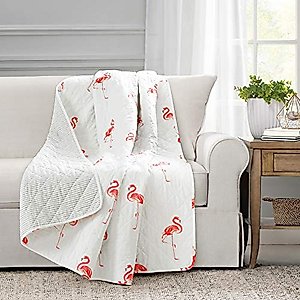 Lush Decor Kelly Flamingo Throw Blanket, 50" x 60", Coral