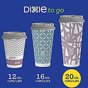 Dixie To Go Extra Large Paper Coffee Cups with Lids, 20 Oz, 20 Count, Disposable Cups For On-The-Go Hot Beverages
