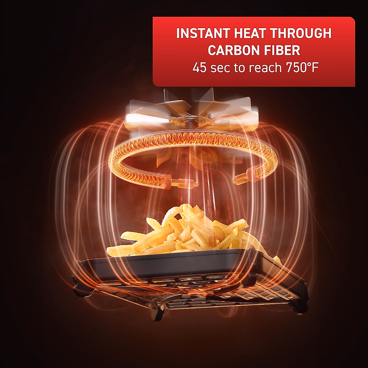 T-fal Infrared Air fryer, Premium Infra-heat Technology, 7 in 1, Extra Crispy, Fast Heat-up, 6.3 Quart, 1550W, Digital Touch screen, Black