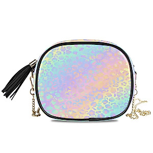 ALAZA Tie Dye Leopard PU Leather Small Women Crossbody Shoulder Bag Purse Wallet with Adjustable Chain Strap