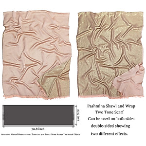 Gragengs Women's Sparkling Metallic Pashmina Shawls and Wraps Long Party Scarf Solid Color Two Tone,Rose Gold