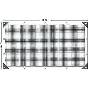 90% Shade Cloth 10 ft X 12 ft Shade Tarp Black Taped Edge with Grommets