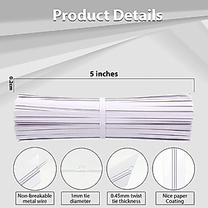 100 Pieces 5" Reusable White Paper Bread Twist Ties, White Twist Ties Bag Ties Twist Ties for Bags Bread Wire Ties Reusable Twist Tie for Treat bags Party Cello Candy Bread Coffee Bags Cake Pops