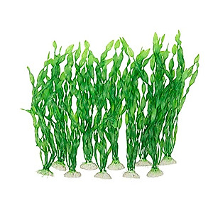Zodaca Artificial Aquarium Plants for Fish Tanks and Aquariums (Green, 12 in, 10 Pack)
