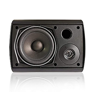 Herdio 5.25 Inch Indoor Outdoor Bluetooth Speakers Patio Waterproof Wired Wall Mount System 300 Watts (Black)