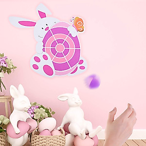 Aneco Easter Bunny Easter Egg Dart Board Sticky Balls Toys Games DIY Spliceable Dart Board Kit with 6 Sticky Balls for Indoor and Outdoor Sports Games