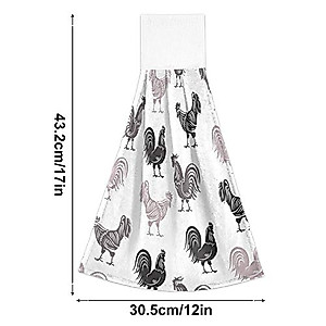 Kcldeci 2Pcs Hanging Hand Towels with Hanging Loop Chickens Farm Absorbent Bathroom Hand Towels Soft Thick Dish Cloth Hand Dry Towels Hand Towels for Kitchen Bathroom Hanging