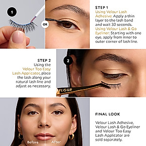 Velour Effortless Lashes, Natural Looking False Eyelashes, Fluffy & Lightweight No Trim Eyelashes, Reusable Fake Lashes For All Eye Shapes, Vegan & Cruelty-Free, Lash Glue not Included (Short & Sweet)