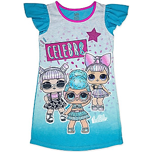 L.O.L. Surprise! Girls Pajama Set, Dorm PJs with Slippers, Rocker Diva MC Swag Opal Q.T. Pearl Q.T (Girls 6/6X, Turquoise)