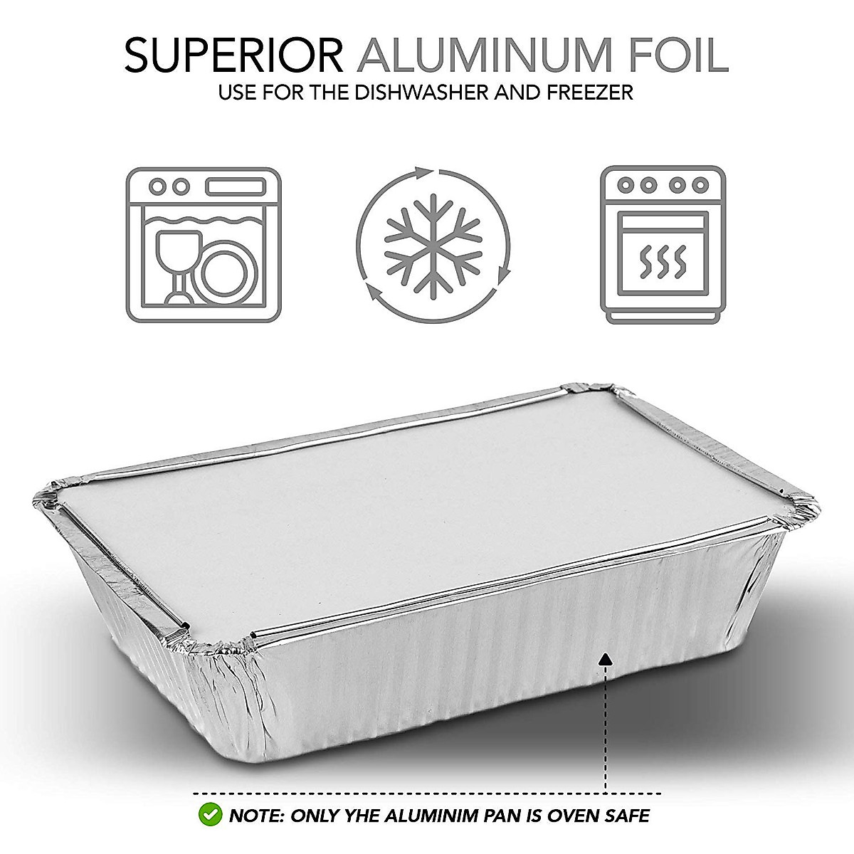 Aluminum Pans Take Out Containers with Lids (50 Pack) 2 Lb Disposable Aluminum Foil Oblong Pans with Cardboard Covers - To Go Food Storage Containers for Baking, Meal Prep, Takeout and Freezer