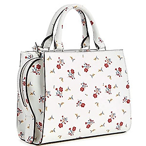 GUESS Pink Floral Print Crossbody Satchel Tote Bag Handbag - White Multi
