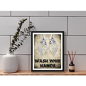 Roxbury Row Skeleton Hands Bathroom Decor Wall Art, Skeleton Decor | Funny Bathroom Signs, Gothic Bathroom Decor Wall Art, Creepy Decor, Spooky Decor, Halloween Bathroom Decor (8X10 Unframed)
