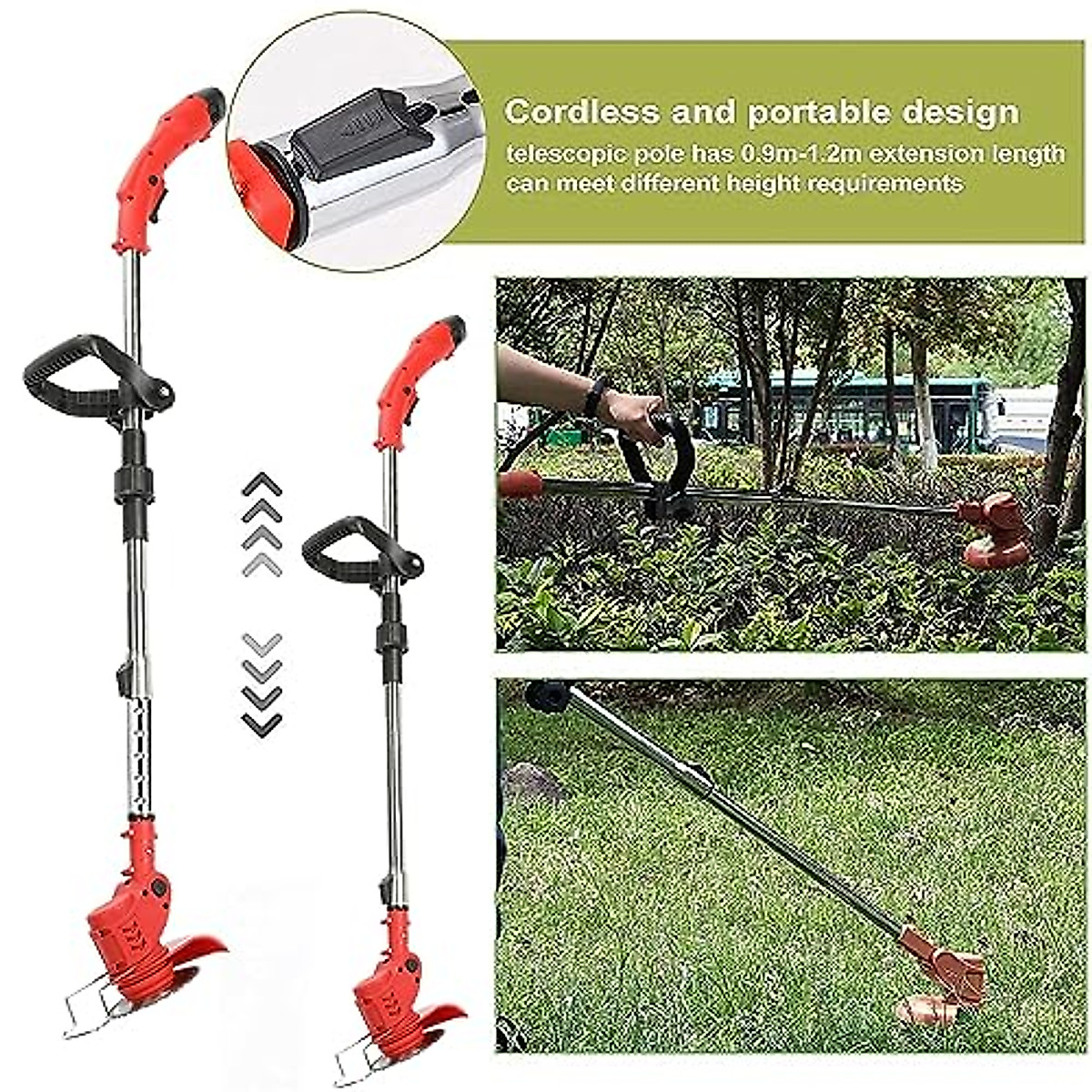 Hopeup [US Warehouse] Cordless Weed Wacker, 12V 2000mAh String Trimmer with Blade, Electric Weed Eater Battery Powered, Cordless Brush Cutter Grass Trimmer for Lawn Edger Trimming Lawn Care US Plug