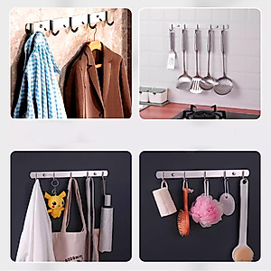minidodoca Coat Rack Wall Mounted - 5 Hooks, 304 Stainless Steel, Metal Coat Hook Rail for Coat Hat Towel Purse Robes Mudroom Bathroom Kitchen Entryway (Silver, 2 Packs)