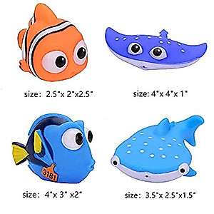 Kid Shower Toy Baby Bath Squirt Toys,Shark Bathtub Water Toys,4pcs Toddlers Infant Swimming Pool Toys,for Birthday Gifts Summer Beach,Pool Activity