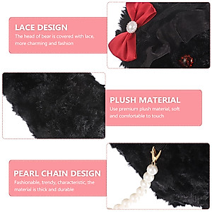 Amosfun kawaii purse gothic lolita bag purses decor dress bear- Plush Doll Sling Bag Lovely Lace Bear Crossbody Bag Chic Small Shoulder Bag for- Women- Ladies Girls (Black)