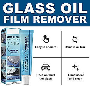 XIRUJNFD Car Glass Oil Film Cleaner, Glass Film Removal Cream, Water Spot Remover for Cars, Glass Oil Film Remover for Car (1 Set)
