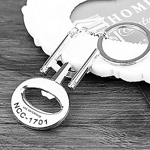 Star Trek Bottle Opener Keychain - USS Enterprise NCC-1701 Gold Metal Bottle Opener Keyring Manual Openers（Silver）