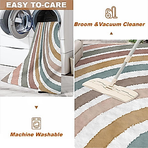 JELAIXO Bohemian Rainbow Kids Rugs, Colorful Gradient Stripes Indoor Rug, Durable Soft Cozy Non-Shedding Nursery Rug for Boys Girls Nursery Bedroom Bedside 3ftx4ft