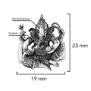 AeraVida Rare Ganesh Figure Hindu Elephant God .925 Sterling Silver Ring (7)