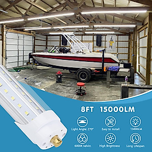 8FT LED Shop Light Fixture - 150W 19000LM, 5000K-5700K Daylight, 96'' T8 Integrated V Shape Fluorescent Tube Lights, High Output Bulbs for Garage Warehouse Workshop,Linkable Plug and Play (Pack-10pcs)