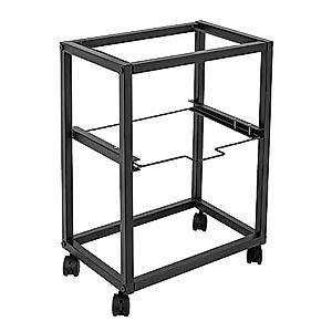 2-Tier Rolling File Cart, Hanging Mobile File Rack, Movable Pull-Out File Folder Rack, File Cabinet with Wheels for Home, Office (Black)