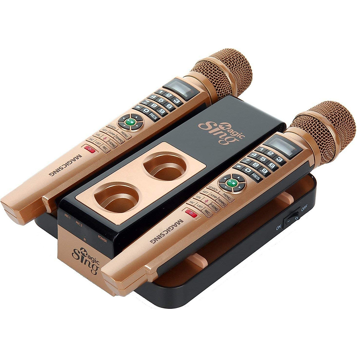 New Magic Sing E5+ 5000+ Tagalog English Builtin Songs + WiFi Karaoke Two Wireless Mics. Now with Over 600 Songs, and Counting,with Vocal Guide in MAGICSING Streaming APPs.