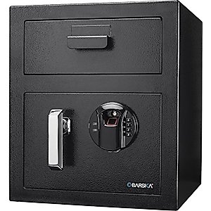 BARSKA AX13108 Biometric Keypad Digital Multi-User Security Business Depository Drop Safe with Front Load Drop Box for Money, Cash, and Mail