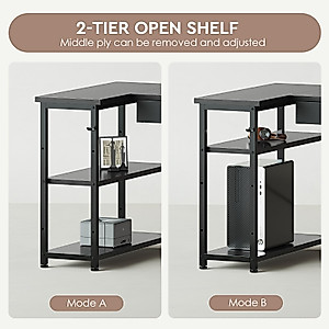Ｍａｉｈａｉｌ Maihail Home Office Desk with Drawers and Shelves, 47” Computer Corner Desk for Small Space, Small L Shaped Desk with Side Storage for Bedroom, Black