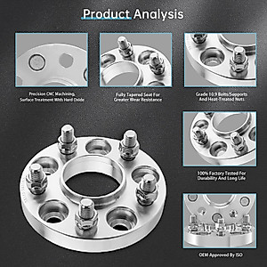 MOTORHOT 2Pcs 20mm Wheel Spacers Adapters 5x112mm to 5x114.3mm 5 Lug Hub 14x1.5 Studs 10 Lug Nuts Replacement for Audi 2008-2014 Mercedes-Benz 1994-2014 Maybach 2005-2012