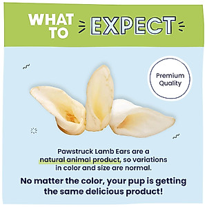 Pawstruck Natural Lamb Ears Chew Treats for Small & Medium Dogs - Healthy Low Fat, No Artificial Preservatives, Single Ingredient, Highly Digestible Animal Ear - 10 Count - Packaging May Vary