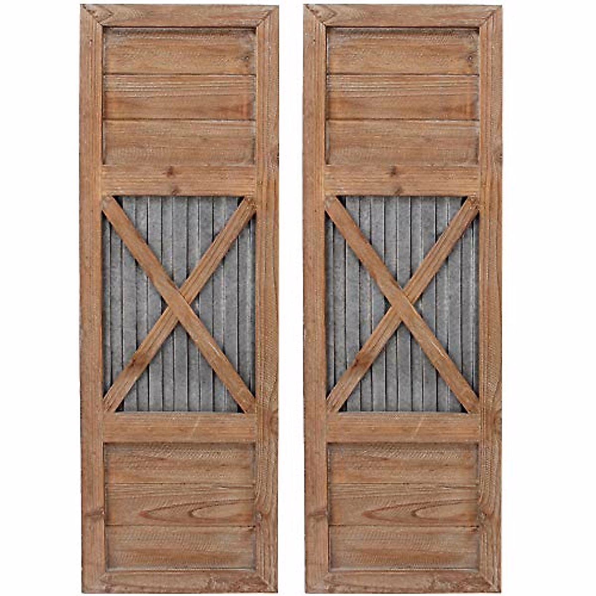 FirsTime & Co. Raleigh Shutter Wall Plaque Set, 36"H x 12"W, Natural, Antique Silver,70039