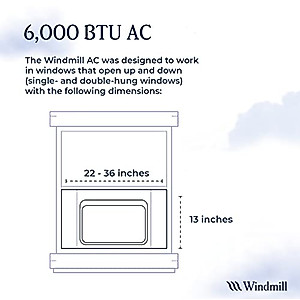 Windmill Air Conditioner Smart Home AC Unit - Easy to Install, Quiet, and Energy Efficient - Side Insulation - Auto-Dimming LED Display - App and Voice-Enabled - 6000 BTU - Designed in the USA