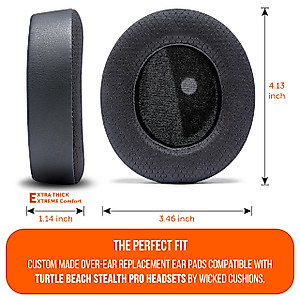 WC Freeze Stealth Pro - Cooling Gel Earpads for Turtle Beach Stealth Pro by Wicked Cushions - Boost Comfort, Durability, Thickness & Sound Isolation for Superior Gaming Sessions | Black