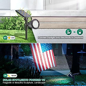 OSORD Solar Lights Outdoor, Waterproof 18 LED 2-in-1 Solar Spot Lights Dusk to Dawn Solar Landscape Spotlights Bright Solar Uplight Adjustable Solar Panel for Flag Pole Garden Yard, 4pack(Cool White)