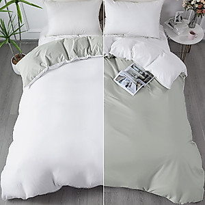 HOMBYS Single Sided Waterproof Duvet Cover King Size,Breathable Waterproof Duvet Protector,Moisture Wicking Treatment Comforter Protector with Corner Ties for Pets, Kids, Elder,Grey & White