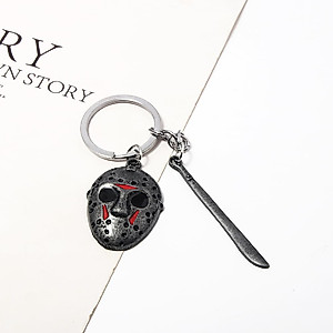 FunBoat Halloween Horror Jason Mask Keychain - Classic Horror Movie Costume Charm - Halloween Gifts for Women Men