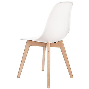 +gardenlife | Magnolia Nordic Chair Design Dining Wood Plastic Side Armless Chairs | Set of 2 | White