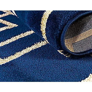 Unique Loom Glam Collection Geometric, Squares, Metallics, Modern, Chic Area Rug, 8 ft x 10 ft, Navy Blue/Gold