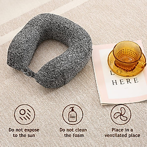 Truwelby Travel Pillow, Neck Pillow Memory Foam Neck Pillow for Travel, Airplane Travel Kit with 3D Contoured Eye Cover Earplugs Standard Airplane Pillow Cooling Travel Head Support Pillow