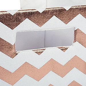 DII Hardsided Polyester Trapezoid Storage Bin, Chevron, Copper, Small