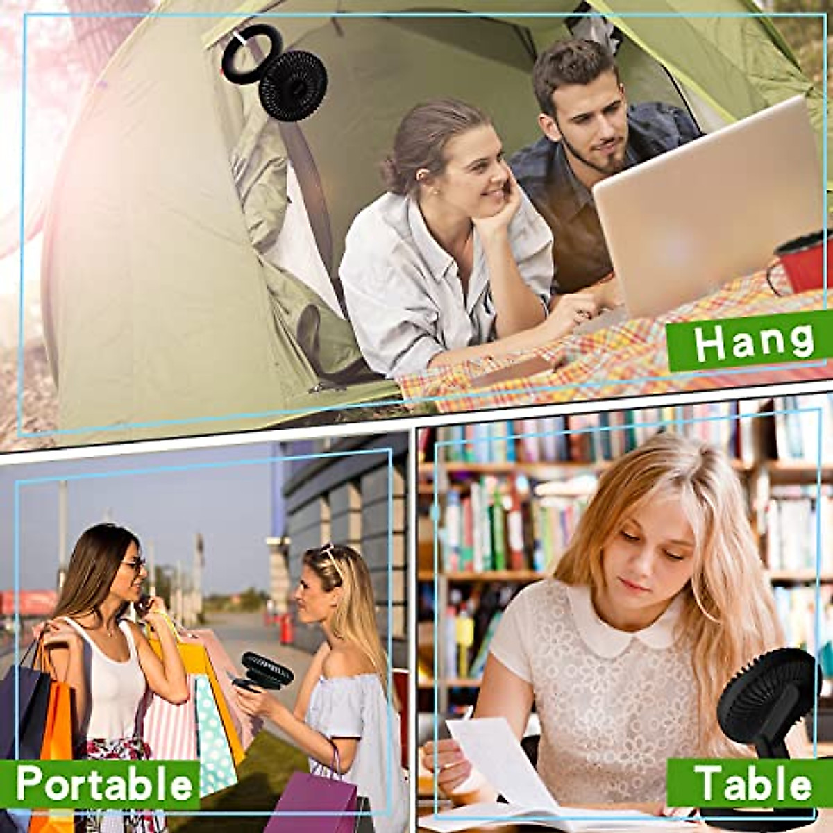 Alioth Portable Desktop Table Fan , Foldable with Base, 3 Speeds Super Quiet Personal Cooling Fan for Desktop Office Travel(Black)