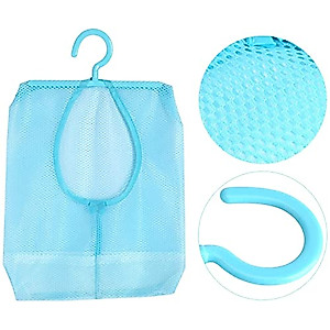 Multipurpose Clothespin Bag with Hanger, Hanging Storage Mesh Bag, Bathroom Shower Storage Organizer Set, Clothes Clip Clothespin Mesh Bag for Home Apartment College Dorm, Blue