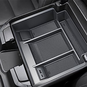 WEIPIN Console Organizer Tray 【Perfectly Tidy】 for 2023-2024 Silverado&Sierra 1500 and 2024 Chevy Chevrolet Silverado&GMC Sierra 2500HD 3500HD Accessories (Full Console w/Bucket Seats ONLY) - Black