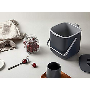 Litem Food Waste Basket Bin – a countertop Bucket with Extra Long Handles for Your conveniences 0.68 Gallons (2.6L) (Dark Gray)
