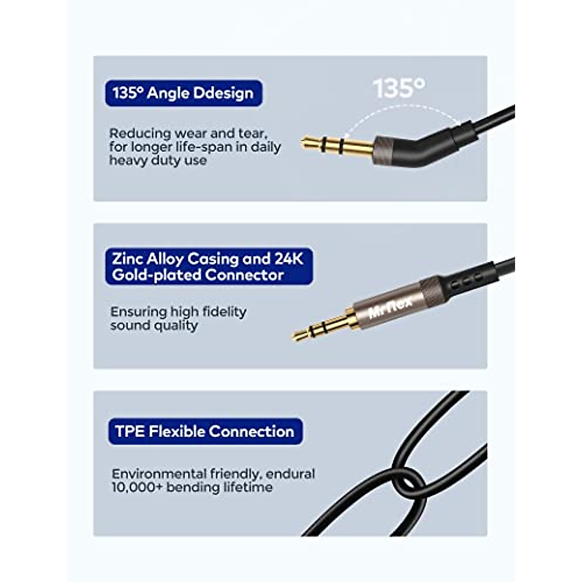 Mr Rex 3.5mm to 2.5mm Aux Cable Cord for Bose 700 QuietComfort QC45 QC35II QC35 QC25 Noise Cancelling Headphones, JBL E45BT E55BT E65BTNC Bluetooth Earphone, Audio Replacement Wire (1-Pack, 5FT)