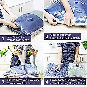 Suob Vacuum Storage Bags - 8 Pack (4 Large + 4 Small) Vacuum Seal Bags for Clothing - Vacuum Sealed Storage Clothes Comforters Blanket - Space Save for Suitcase Closet Vacuum Seal Storage Bags